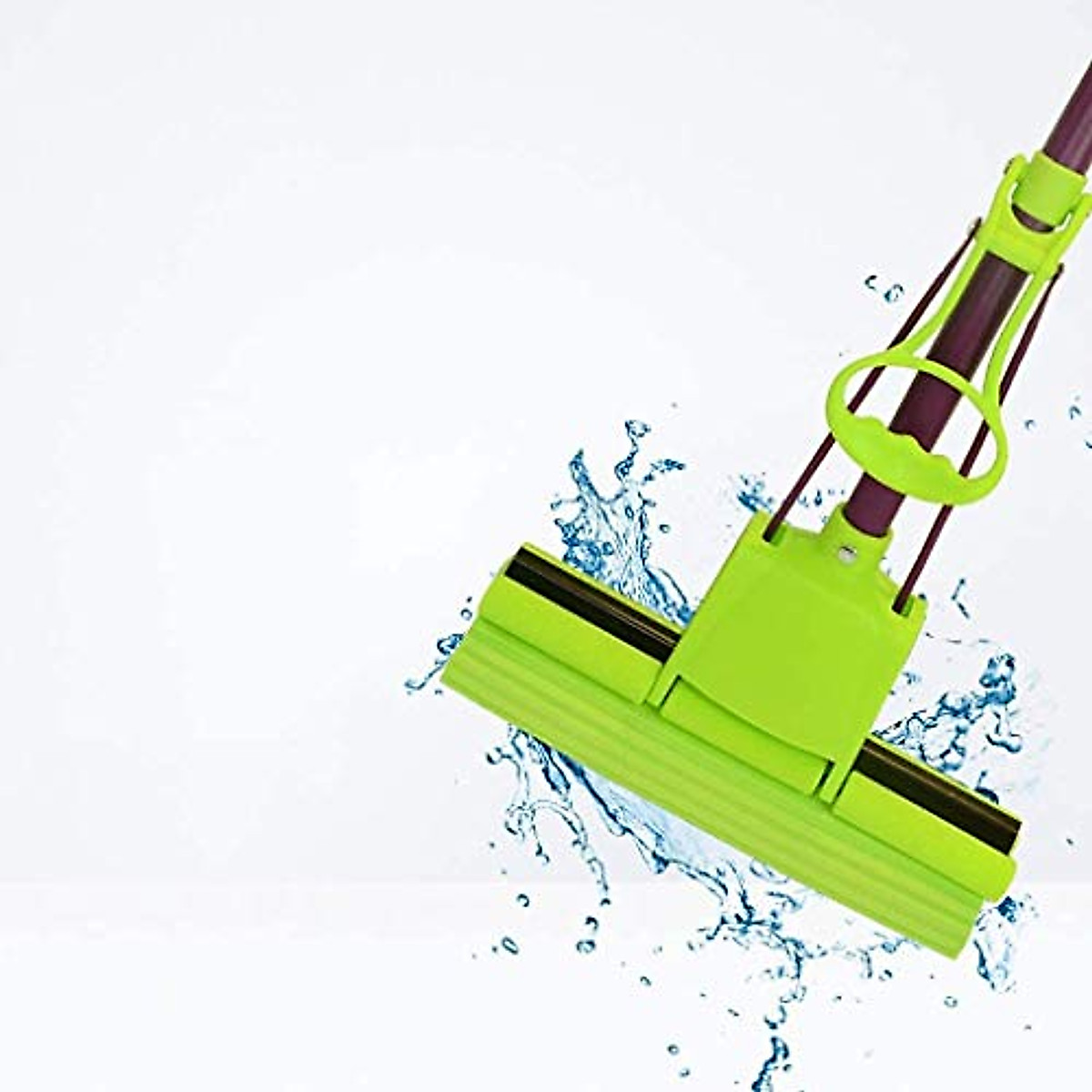 Kitchen Home PVA Sponge Mop, Super Absorbent Quadruple Roller PVA Foam Sponge Mop All Purpose Floor Cleaner, Green