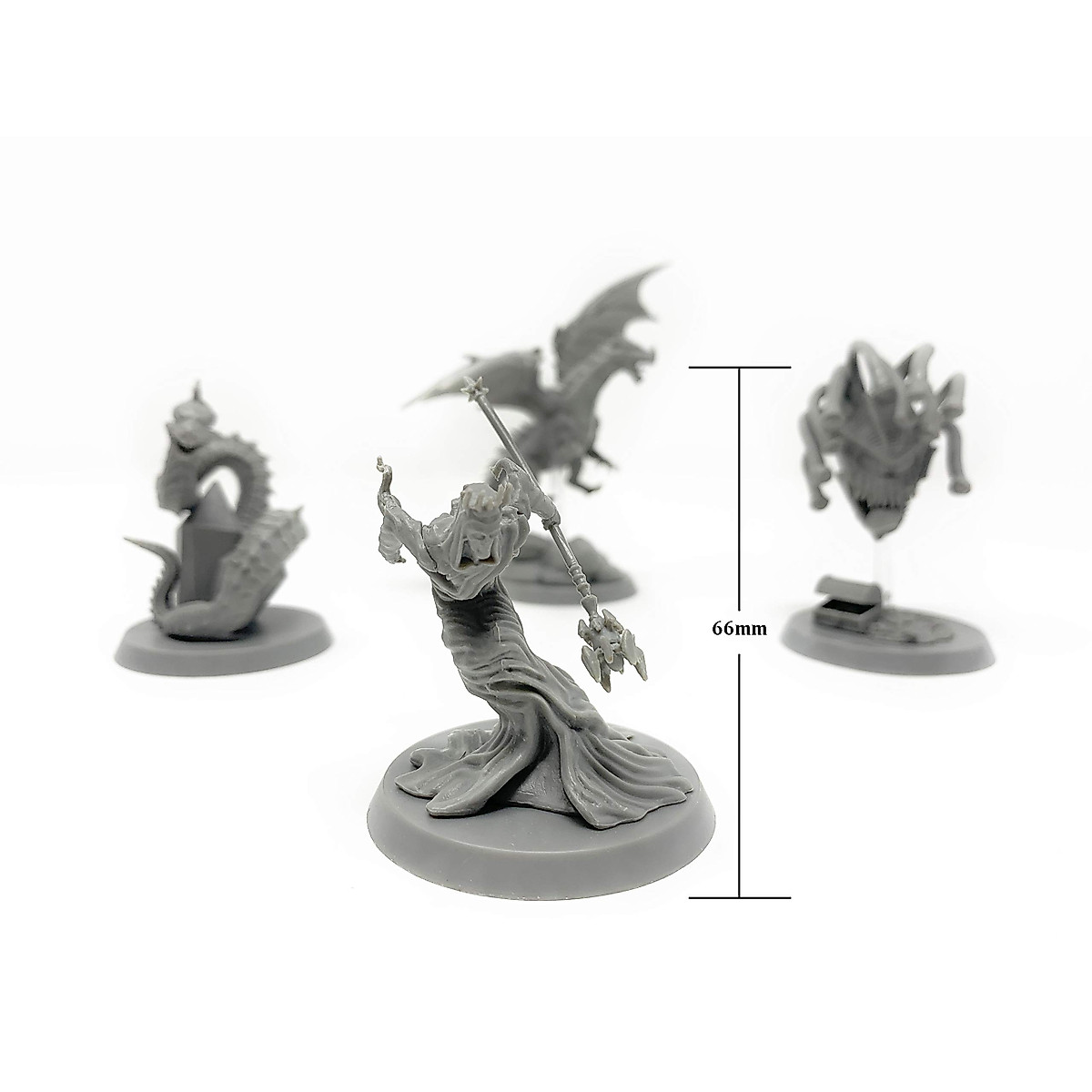 Citadel Black Colossal Onslaught Miniatures Set - 4 Pack - Large 50mm Base, D&D BBEG Unpainted Minis, Includes Dragon, Lich, Beholder, Basilisk