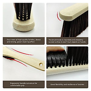 2 Pieces Natural Wooden Clean Hand Broom Brush, Dust Brush for Cleaning, Small Hand Whisk Broom for Bed Sofa Couch Car Clothes Furniture Fireplace Household Cleaning(Khaki)