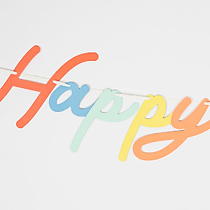 Meri Meri Personalizable Bright Happy Birthday Banner Set (Pack of 1), 9' Birthday Party Garland Including Excess Cord, Meri Meri Party Garland