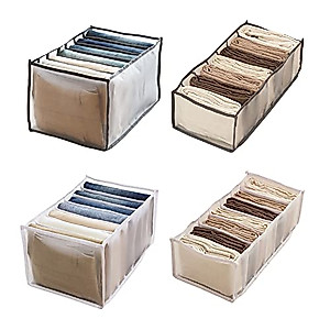 ZGMJ Storage Bag Mesh Foldable Clothes Organizer, Closet Drawer Thick Pants Sweater Underwear Sock Separation Boxs Can Washed 4pcs Panty Socks Storage Box