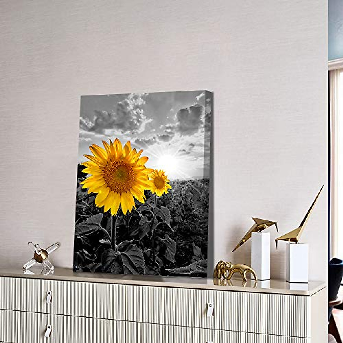 Canvas Wall Art for bedroom Wall Decor for dining room bathroom Canvas Prints Artwork yellow sunflower flower Pictures plants painting 12" x 16" modern kitchen Ready to hang Office Home Decorations