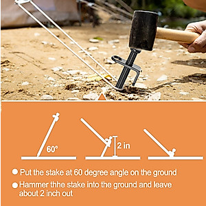 Aoipend 8 Pack 12 inch Heavy Duty Tent Stakes with 4 Ropes 13ft Reflective Guy Lines Kit Metal Ground Anchors for Outdoor Camping Pegs Tree Tarp Canopy Gardening