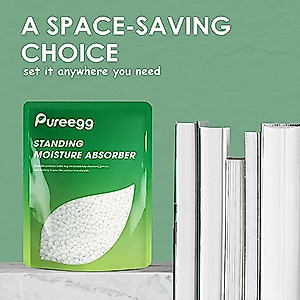 Pureegg Moisture Absorbers - 12 Pack - 8 Oz, Standing Humidity Packs with Large Capacity & Wide Application, Non-Irritant Closet Dehumidifier with Increased Efficiency & Less Plastic Waste