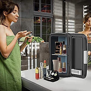 OMMO Mini Fridge, 6 L Portable Fridge, Cooler and Warmer Compact Small Refrigerator with AC/DC Power, for Skincare, Medications, Beverage, Home and Travel, Black