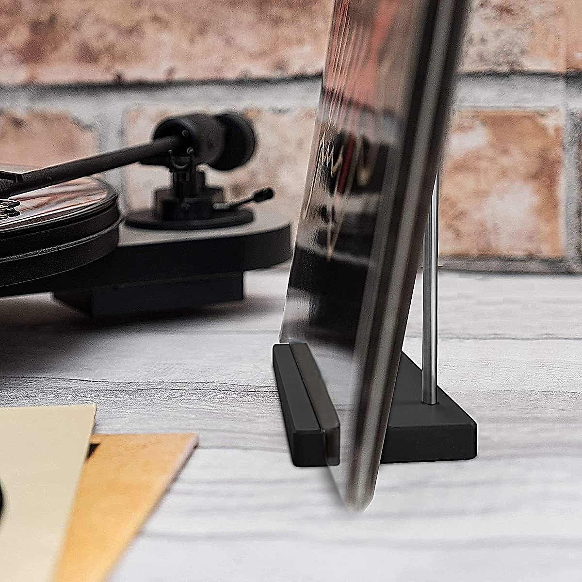 Tabletop Vinyl Record Holder – Record Display Now Playing-Perfectly with Record Collection Holders，Holds any Size Record -Doubles - Triple Gatefolds, even Box-Sets(Walnut)