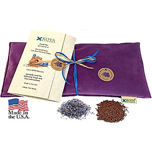 KOYA Naturals Soft Velvet Flax Seed Pillow with Lavender - Microwave Heating Pad – Microwavable Moist Heat Pack – for Neck, Muscle, Joint, Stomach Pain, Menstrual Cramps – Warm Wrap (Purple)