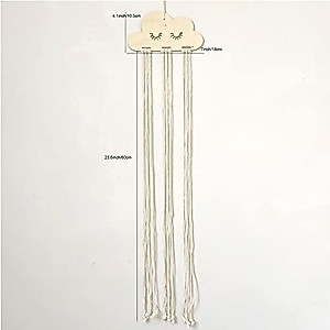 Hair Bow Holder Hand-Woven Hair Accessories Organizer, Girls Clips Organizer, Clouds Children Hairpin Storage Belt, Bow white 7x23.6inch TT002-R1 0