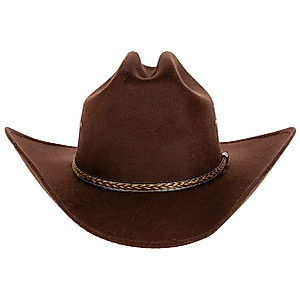 Queue Essentials Western Style Pinch Front Straw Canvas Cowboy Cowgirl Straw Hat (Felt Brown, LXL)