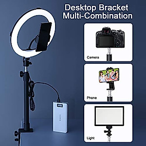SUPON Desk Mount Stand, Desktop C Clamp Mounting Stand, 14-23 Inch Adjustable Aluminum Tabletop Light Stand with 360° Rotatable Ball Head, 1/4" Screw Tip for Ring Light, Video Light, Camera, YouTube