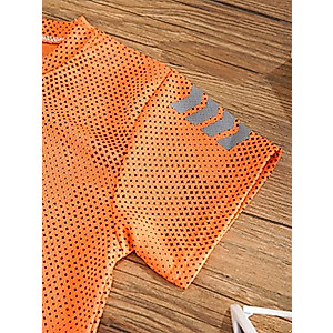 Fldy Boys Soccer Sports Training Uniforms Kids Youth Athletic Football Soccer Jersey Shirt and Shorts Kit Orange 11-12 Years