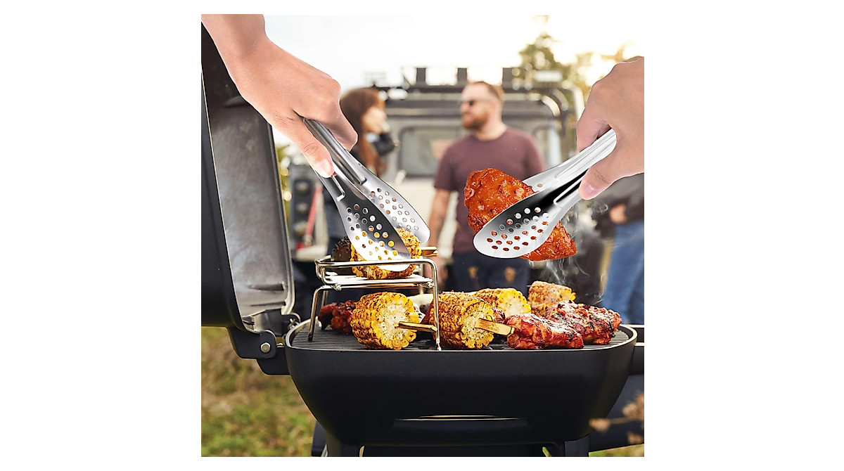 XEVOM 7" Serving Tongs - Set of 8 - Premium Stainless Steel