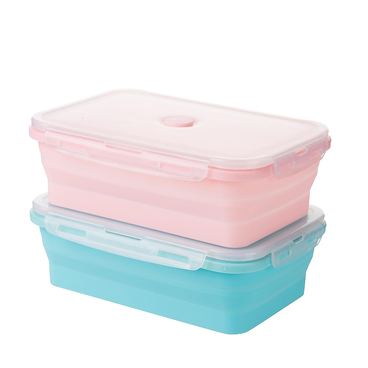 Vimas Extra Large Silicone Food Storage Containers, 53oz/1600ml Collapsible Meal Prep Containers with Lids for Fruits, Vegtables (Pink)