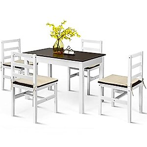 MFCHY 5 Piece Cutlery Set Solid Wood Compact Kitchen Dining Table and 4 Chairs Furniture