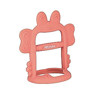 PETINUBE Baby Wrist Silicone Teether Soothing Pacifier for Infants 3+ Months Babies, Pack of 1, Made in Korea Anti-Dropping (Crab-Baby Coral)