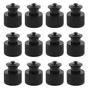JCBIZ Bottle Caps 12pcs Push Pull Caps for Water Bottles Plastic 24mm PET Bottles and Glass Bottles Black Water Push Pull Lids