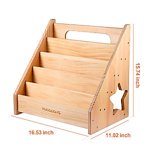 TUEGEGNS Montessori Bookshelf,Toddler Bookshelf for Kids,Organize Your Little One's Reading Adventure with Our Kids Bookshelf - Perfect for Kids!(Wood)