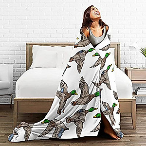 Sketch Mallard Duck Throw Blanket 60"X50" Ultra Soft Micro Fleece Flannel Blankets Lightweight for Couch, Bed, Sofa, Travel