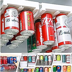 2 PCS Hanging Soda Organizer for Refrigerator,Soda Can Organizer Stacking Can Dispenser for Refrigerator Space Save for Pantry, Freezer, Kitchen, Beverage Storage Holder Up to 16 Cans