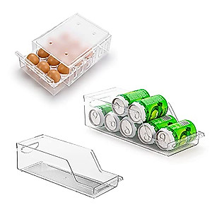 Ettori 2pcs Soda Can Organizer for Refrigerator and Egg Holder for Refrigerator BPA Free Fridge Organizer
