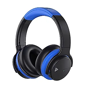 Conlisten Active Noise Cancelling Headphones Over-Ear Bluetooth Headphones Wireless Headphones with Mic, Extreme Comfort, 20 Hours Listening of Exceptional Sound for Work/Travel, Black/Blue