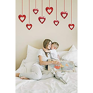 JOZON 40 Pieces Valentine's Day Glitter Heart Foil Hanging Decorations Red Hearts Hanging Ornaments Party Supplies for Indoor Outdoor Valentines Bridal Shower Anniversary Wedding Party Decorations
