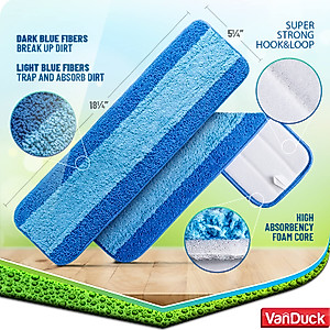 VanDuck Microfiber Cleaning Pads Compatible with Bona Mop (3 Pack) - Microfiber Mop Pads for Hardwood Floor for 18 Inch Mop
