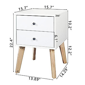 TaoHFE White nightstand mid Century Modern nightstand White Night Stands for bedrooms Wood nightstand White nightstand with Drawers Aesthetic nightstand White Side Table Bedside Table with Drawers