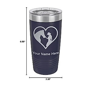 LaserGram 20oz Vacuum Insulated Tumbler Mug, Horse Cowgirl Heart, Personalized Engraving Included (Navy Blue)