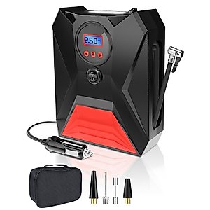 Atsanc Tire Inflator, 12V DC Portable Air Compressor with Auto-Shutoff Design, 150PSI Max Fast-Inflating Electric Air Pump for Car Tires, Auto Digital Car Tire Pump with LED Light for Various Purposes