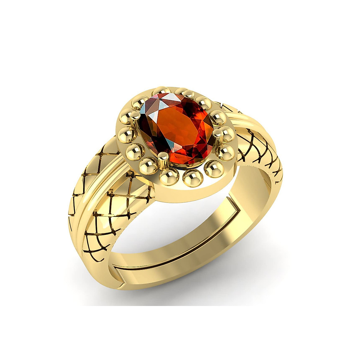 SirDaksh 8.00 Carat Natural Certified Gomed Hessonite Gold Plated Ring for Men Or Women's