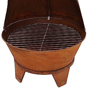 Sunnydaze 6-Foot Rustic Oxidized Cold-Rolled Steel Mexican-Style Chiminea - Rust Patina - Built-in Wood Grate
