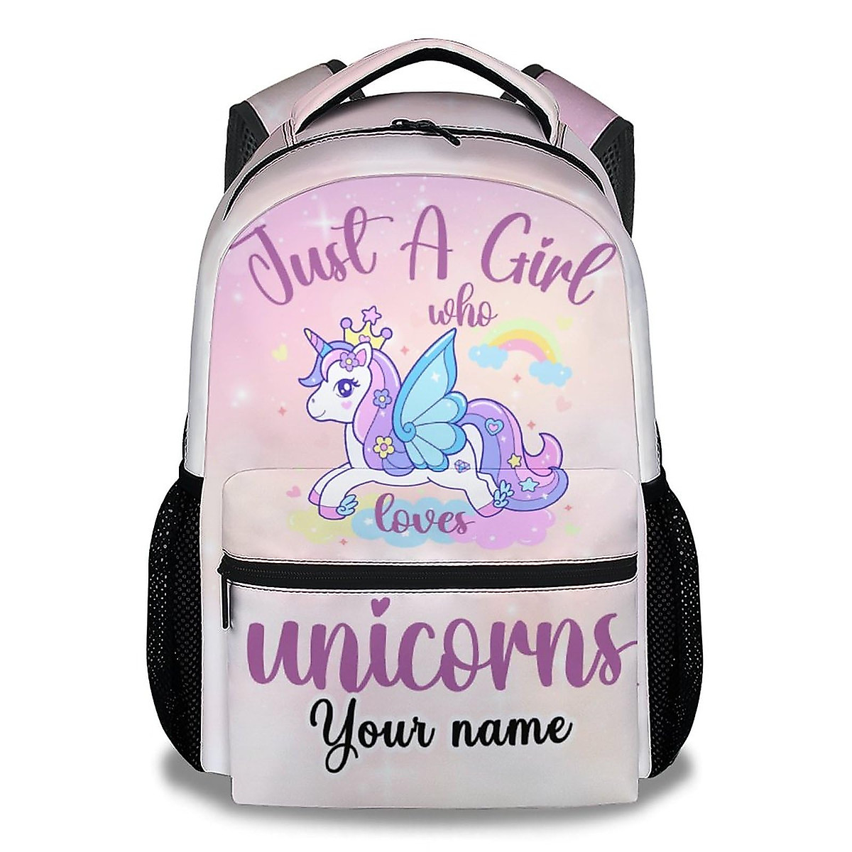 COOPASIA Personalized Unicorn Backpack for Girls, 16 Inch Unicorn Theme Bookbag with Adjustable Straps, Durable, Lightweight, School Bag with Large Capacity