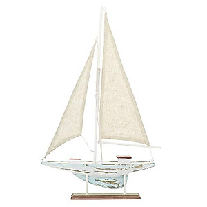 Deco 79 Coastal Wood Sail Boat Sculpture, 14" x 2" x 22", Brown