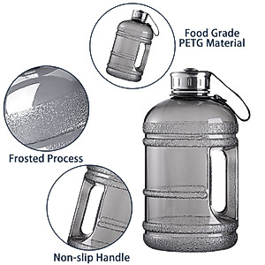 Lizbin Water Jug 1.9L Big Water Bottle, Large Capacity Sports Water Bottle, Leak proof Container Portable Wide Mouth Water Bottles for Outdoor Sports Travel Fitness Gym Cycling Camping Hiking (Black)