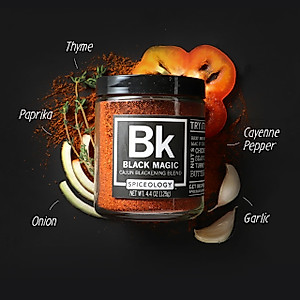 Spiceology - Black Magic - Cajun Blackening Spice Blend - Spicy Creole Dry Rub and Seasoning - Use On: Beef, Chicken, Mac N' Cheese, Turkey, Butter, Seafood or Nuts - 4.4 oz