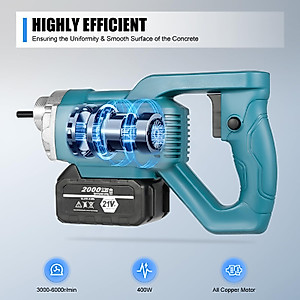 Concrete Vibrator 5000RPM 110v 800W Electric Vibrator Portable Hand Held Power Concrete Vibrators with 1m(3.3ft) vibrating rod, 2 Battery and Charger, One-key Start
