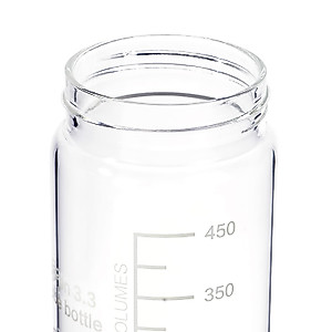 Moonetto 2 Pack 500 mL Wide Mouth Graduated Round Borosilicate Reagent Media/Storage Lab Glass Bottle With GL70 Blue Polypropylene Screw Cap