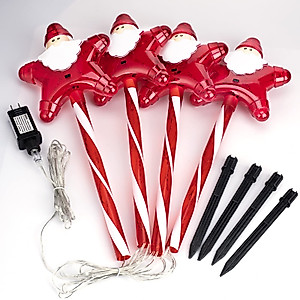 Brightown Christmas Decorations Pathway Lights Outdoor - 23 inches 124 LED Santa Candy Cane Lights Lighted Waterproof for Holiday Garden Lawn Yard Sidewalk Walkway Markers, 4 Pack