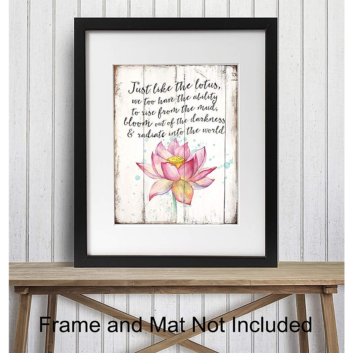 Inspirational Zen Art Print - 8x10 Motivational Lotus Wall Art Photo - Unique Spiritual Home Decor for Yoga Studio, Bathroom, Bedroom - Gift for Women, Meditation Buddha Fans - Unframed Poster