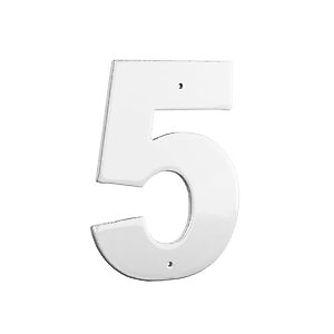 Montague Metal Products 6" Aluminum House Number 5 Outdoor Plaque, Medium, White