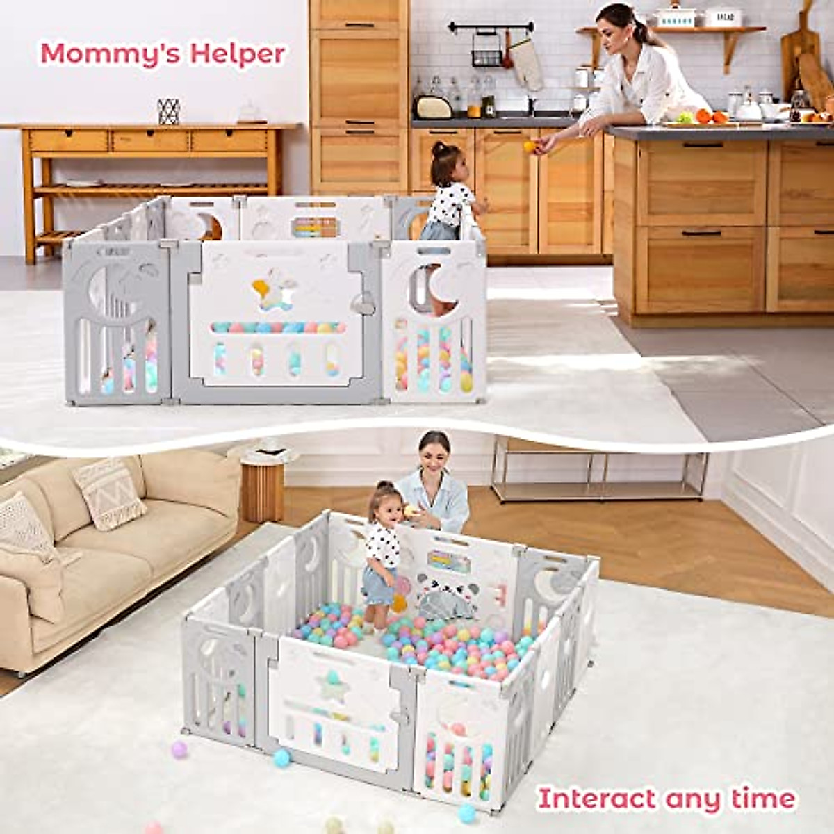 Baby Playpen, Dripex Foldable Playpen for Babies and Toddlers, Baby Fence Play Area, Custom Shape, Easy Assemble and Storage, Play Yard for Babies Safety, Indoor Outdoor Baby Play Pen