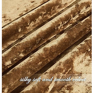 Chezmoi Collection Lux Caramel Gold Crushed Velvet Curtains 2 Panel Set - 96 inches Long Room Darkening Luxury Distressed Velvet Rod Pocket Window Drapes for Living Room Bedroom 50" W x 96" L