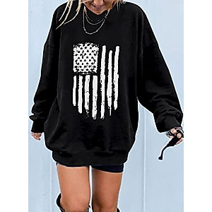 Dokotoo Womens Plus Size USA Flags Basic Oversized Crewneck Long Tunic Sweatshirts Long Sleeve Comfy Cozy Fleece Pullover 2023 Fall Clothes Tops Casual Loose Graphic Tees Shirts Royal Black M