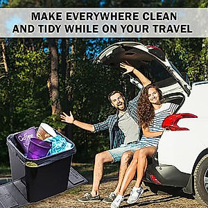 Car Trash Can Large Capacity Automotive Garbage Bin 1.4 Gallon Stability Flap for Cars & Trucks Leakproof Auto Garbage Bin & Car Trash Waste Container for Vehicles Black with Trash Bag (Black)