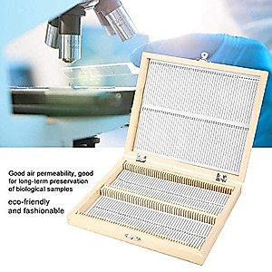 Wooden Box with Lock Storage Glass Slide Storage for Lab Glass Prepared Microscope Slides Storing Tool 22.8x18.8x3.5cm / 9x7.4x1.4in for Educational Use