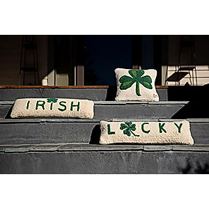 Chandler 4 Corners Artist-Designed Irish Clover Hand-Hooked Wool Decorative Throw Pillow (8” x 24”) St Patrick's Pillow for Couches & Beds-Easy Care, Low Maintenance St Patty's Day Shamrock Pillow