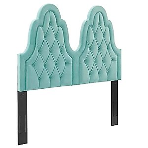 Modway Augustine Tufted Performance Velvet Headboard, Full/Queen, Mint