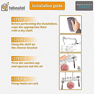TEKNOTEL Shower Caddy Hanging Bathroom Organizer - Rust Proof Wire Durable Hanging Shower Head Caddies Storage Rack With Suction Cups Large Space for Bath Accessories 15.5 x 11.02 x 4.8