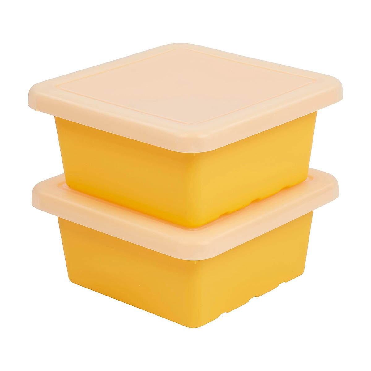 ECR4Kids Square Bin with Lid, Storage Containers, Yellow, 2-Pack